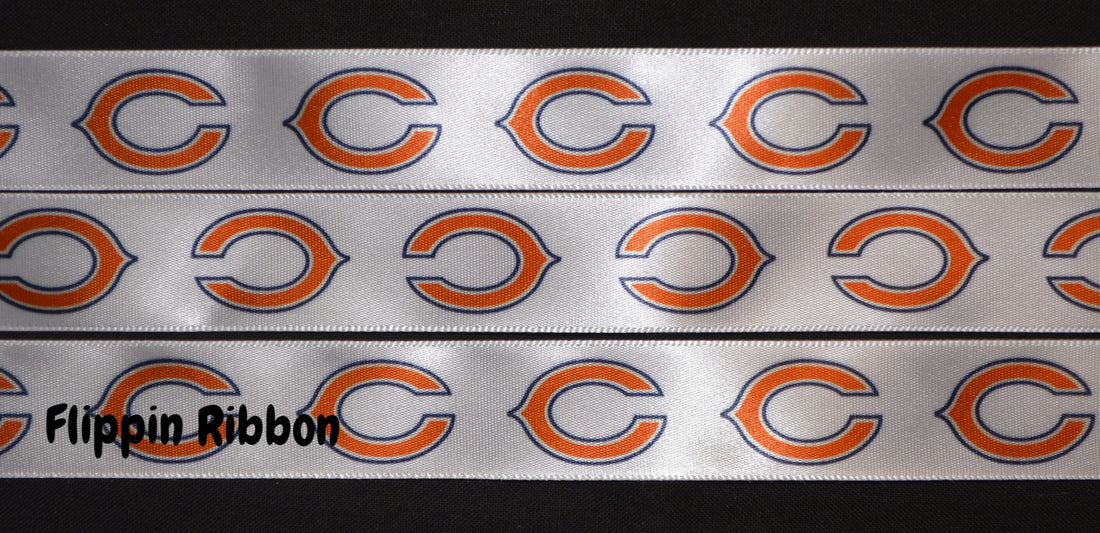 Chicago Bears Ribbon - 7/8 inch Printed Satin Ribbon – Flippin Ribbon ...