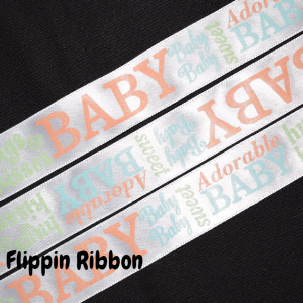 Adorable Baby Ribbon - 7/8 inch Printed Satin Ribbon – Flippin Ribbon ...