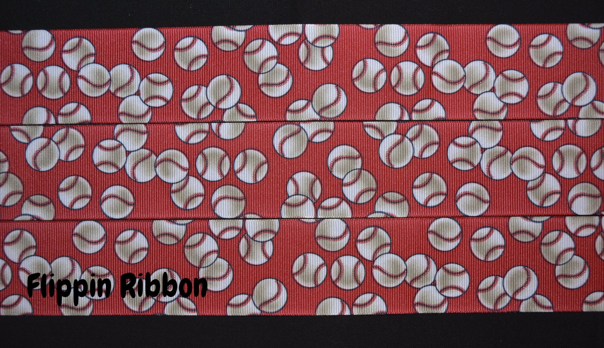 Baseball Ribbon - 1 1/2 inch Printed Grosgrain Ribbon – Flippin Ribbon ...