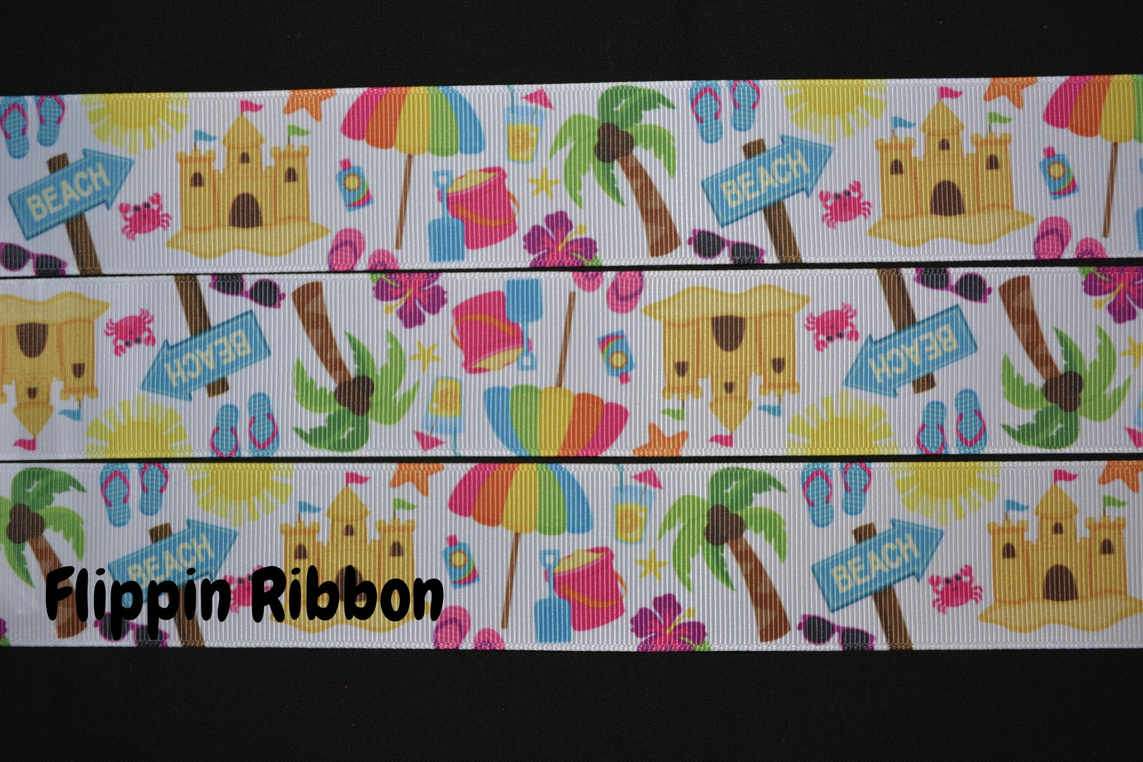 Beach Party Ribbon - 1 1/2 inch Printed Grosgrain Ribbon – Flippin ...