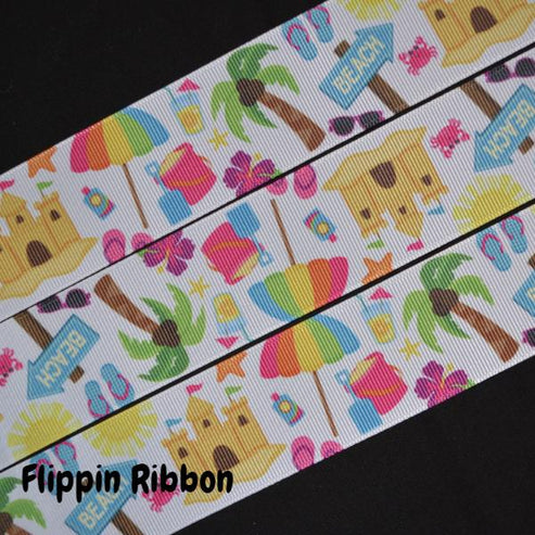 Beach Party Ribbon - 1 1/2 inch Printed Grosgrain Ribbon – Flippin ...