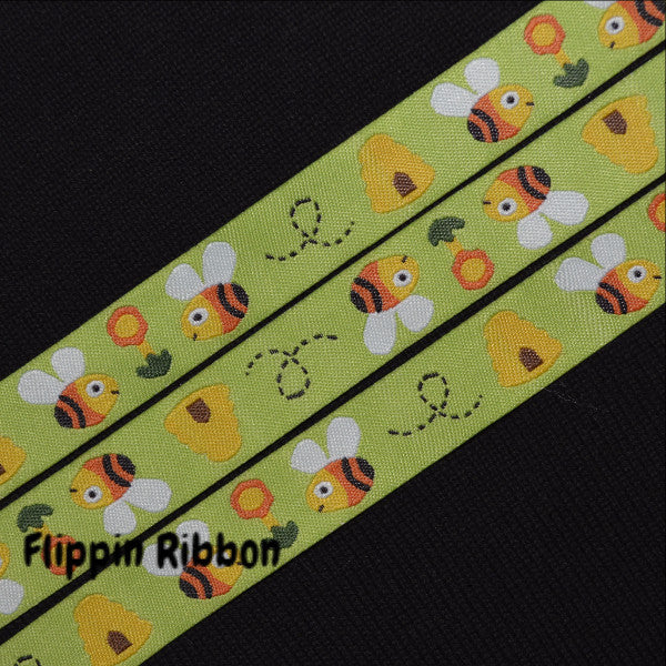 Bumble Bee Jacquard Ribbon - 5/8 inch Woven Jacquard Ribbon – Flippin ...