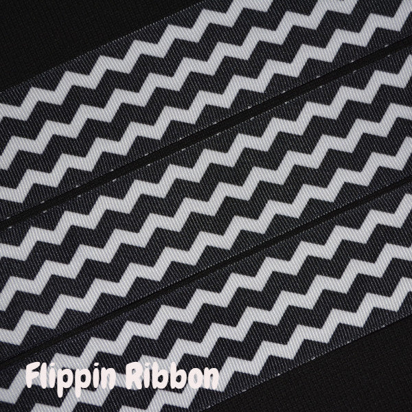 Black Chevron Ribbon - 1 1/2 inch Printed Grosgrain Ribbon – Flippin ...
