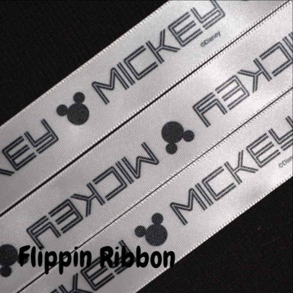 Mickey Mouse Ribbon - 7/8 inch Printed Satin Ribbon – Flippin Ribbon Crafts
