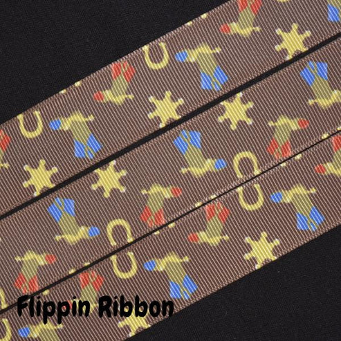 Cowboy Boots Ribbon - 1 inch Printed Grosgrain Ribbon – Flippin Ribbon ...