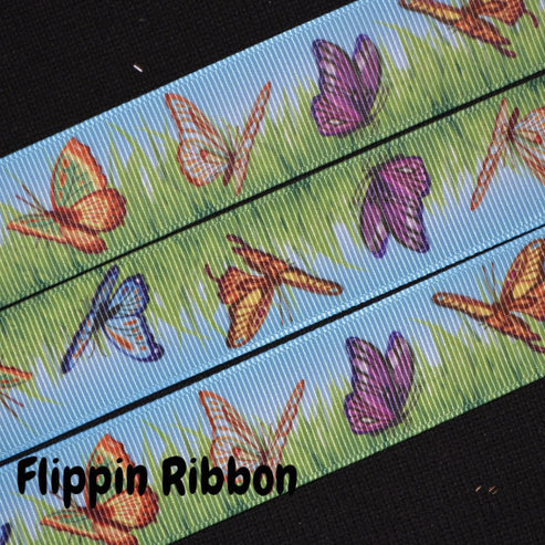 Butterfly Ribbon - 1 inch Printed Grosgrain Ribbon – Flippin Ribbon Crafts