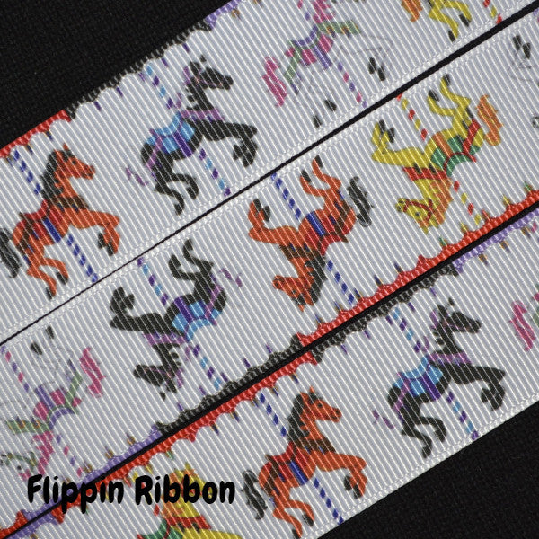 Carousel Horse Ribbon, 4 Yards, 1 inch Printed Grosgrain Ribbon ...