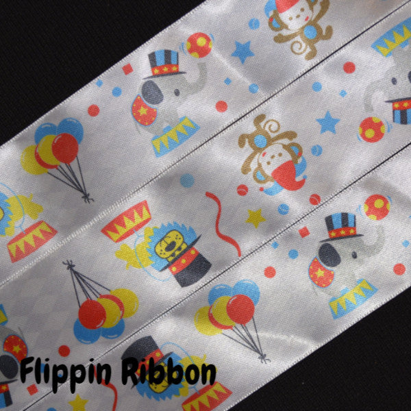 Circus Animal Ribbon - 1 1/2 inch Printed Satin Ribbon – Flippin Ribbon ...