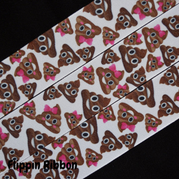 Cutie Poo Emoji Ribbon - 1 1/2 inch Printed Grosgrain Ribbon – Flippin ...