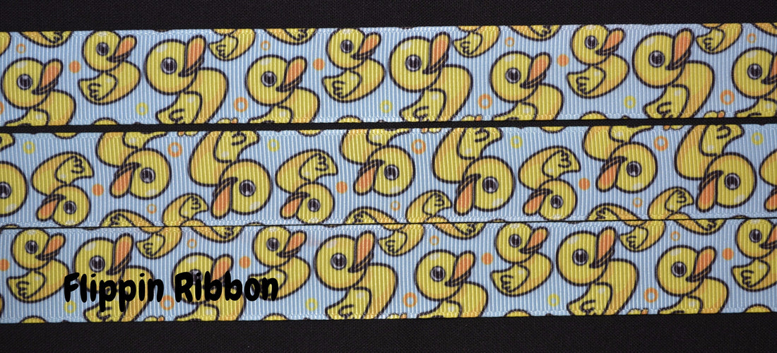Rubber Ducky Ribbon - 7/8 inch Printed Grosgrain Ribbon – Flippin ...