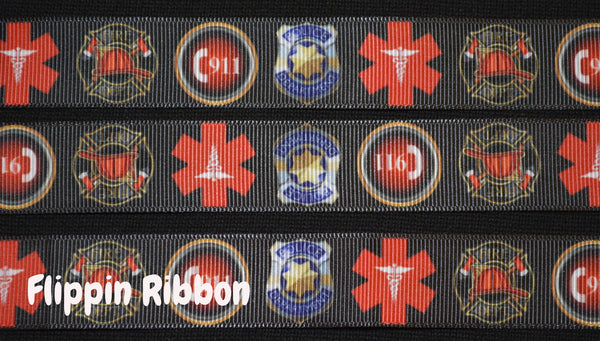 Emergency Services-First Responder Ribbon - 7/8 inch Printed Grosgrain ...