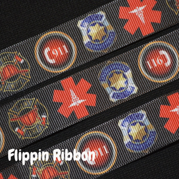 Emergency Services-First Responder Ribbon - 7/8 inch Printed Grosgrain ...