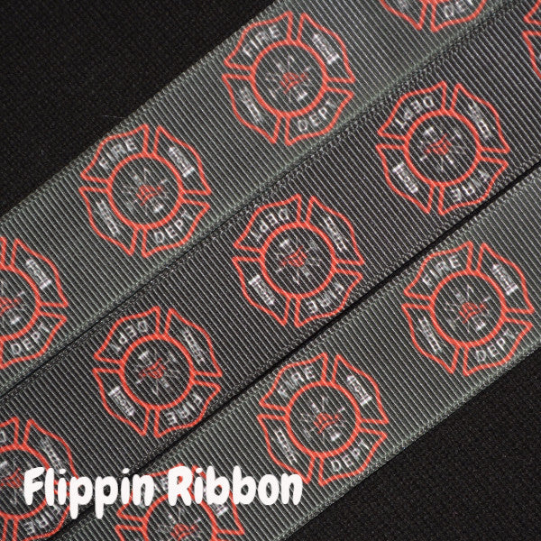 Fire Department Ribbon - 1 inch Printed Grosgrain Ribbon – Flippin ...