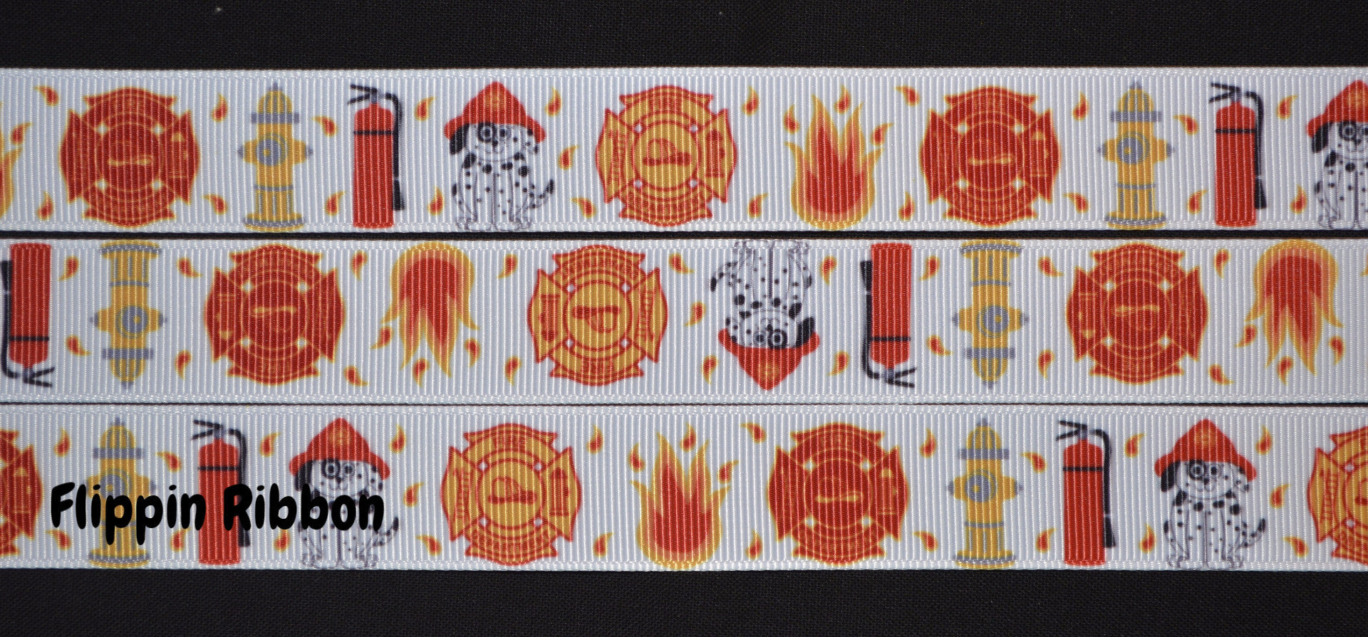 Fire Department Ribbon - 7/8 inch Printed Grosgrain Ribbon – Flippin ...