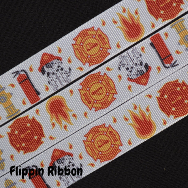 Fire Department Ribbon - 7/8 inch Printed Grosgrain Ribbon – Flippin ...