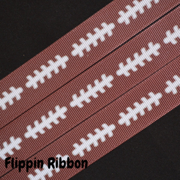 Football Ribbon - 7/8 inch Printed Grosgrain Ribbon – Flippin Ribbon Crafts