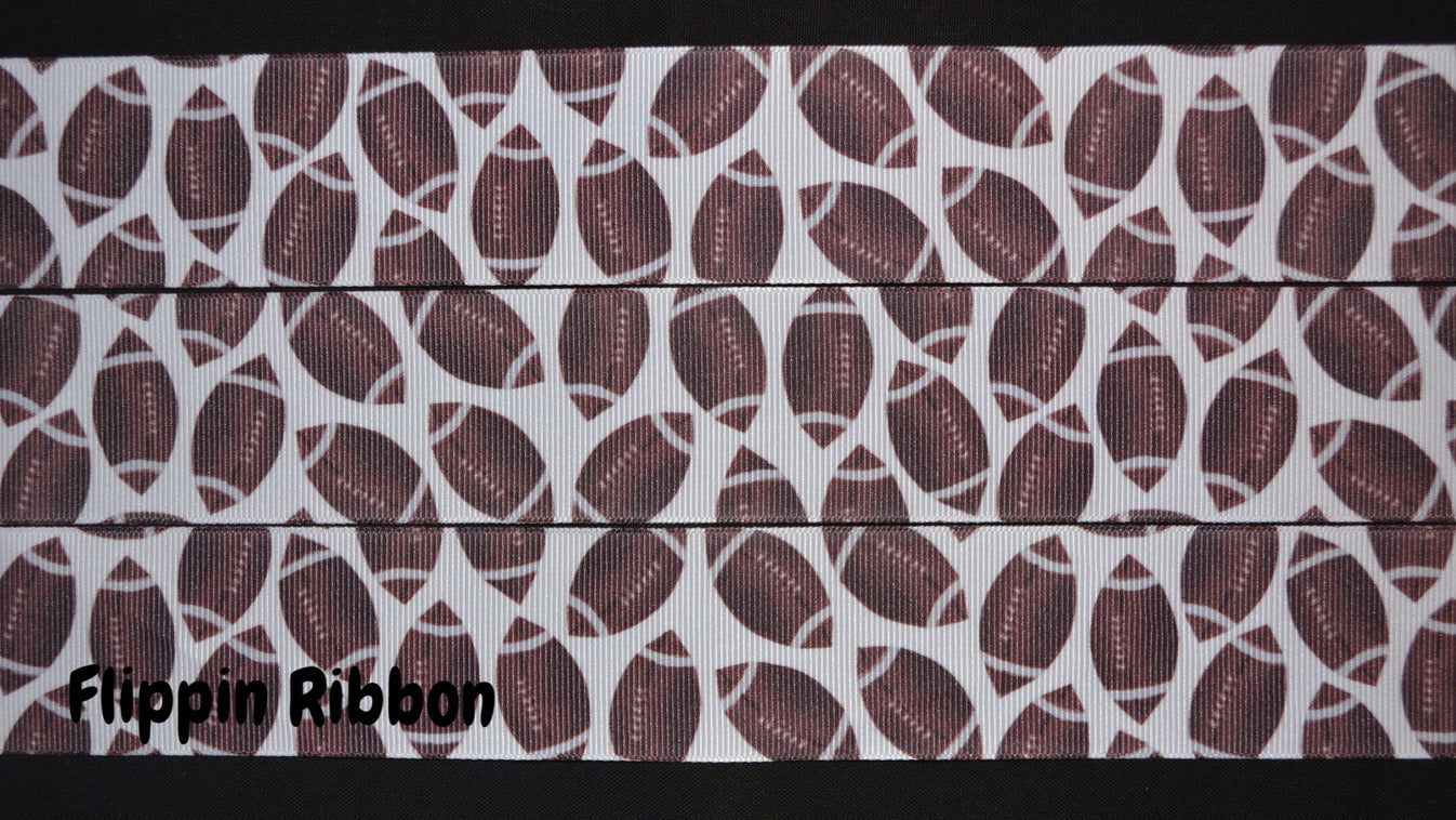 Football Ribbon - 1 1/2 inch Printed Grosgrain Ribbon – Flippin Ribbon ...