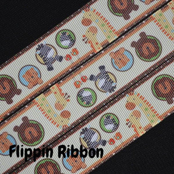 Safari Animal Ribbon - 1 inch Printed Grosgrain Ribbon – Flippin Ribbon ...