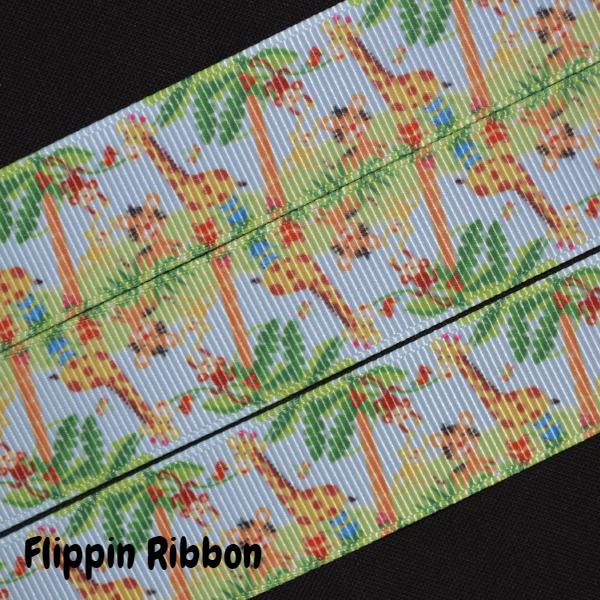 Scenic Giraffe Ribbon - 7/8 inch Printed Grosgrain Ribbon – Flippin ...