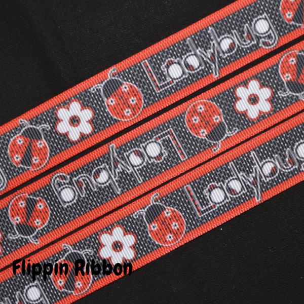 Lady Bug Ribbon - 7/8 inch Printed Grosgrain Ribbon – Flippin Ribbon Crafts