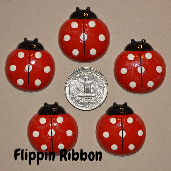 Red Lady Bug Resins with White Dots - Flat Back Embellishment – Flippin ...