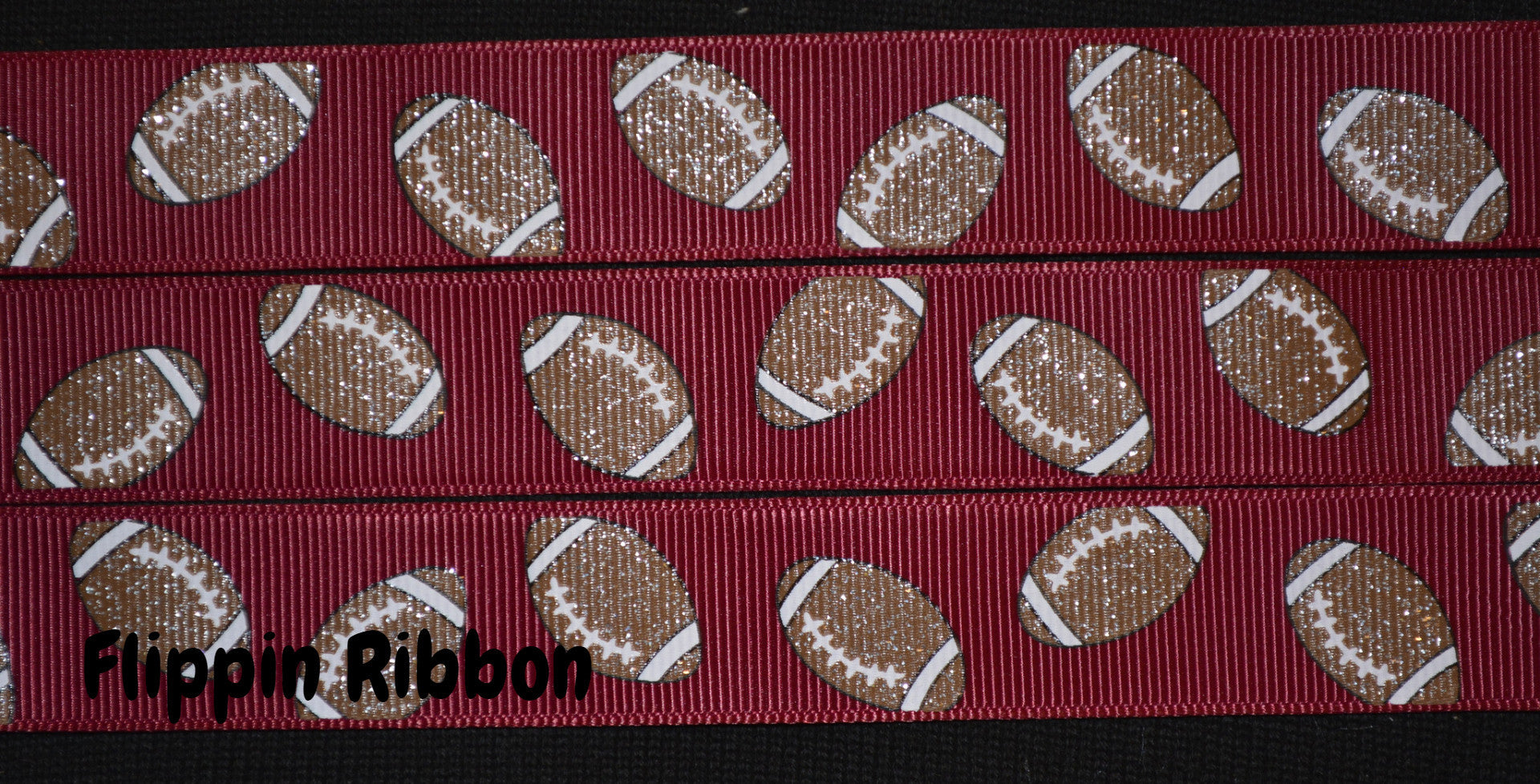 Maroon Football Ribbon - 7/8 inch Printed Grosgrain Ribbon – Flippin ...