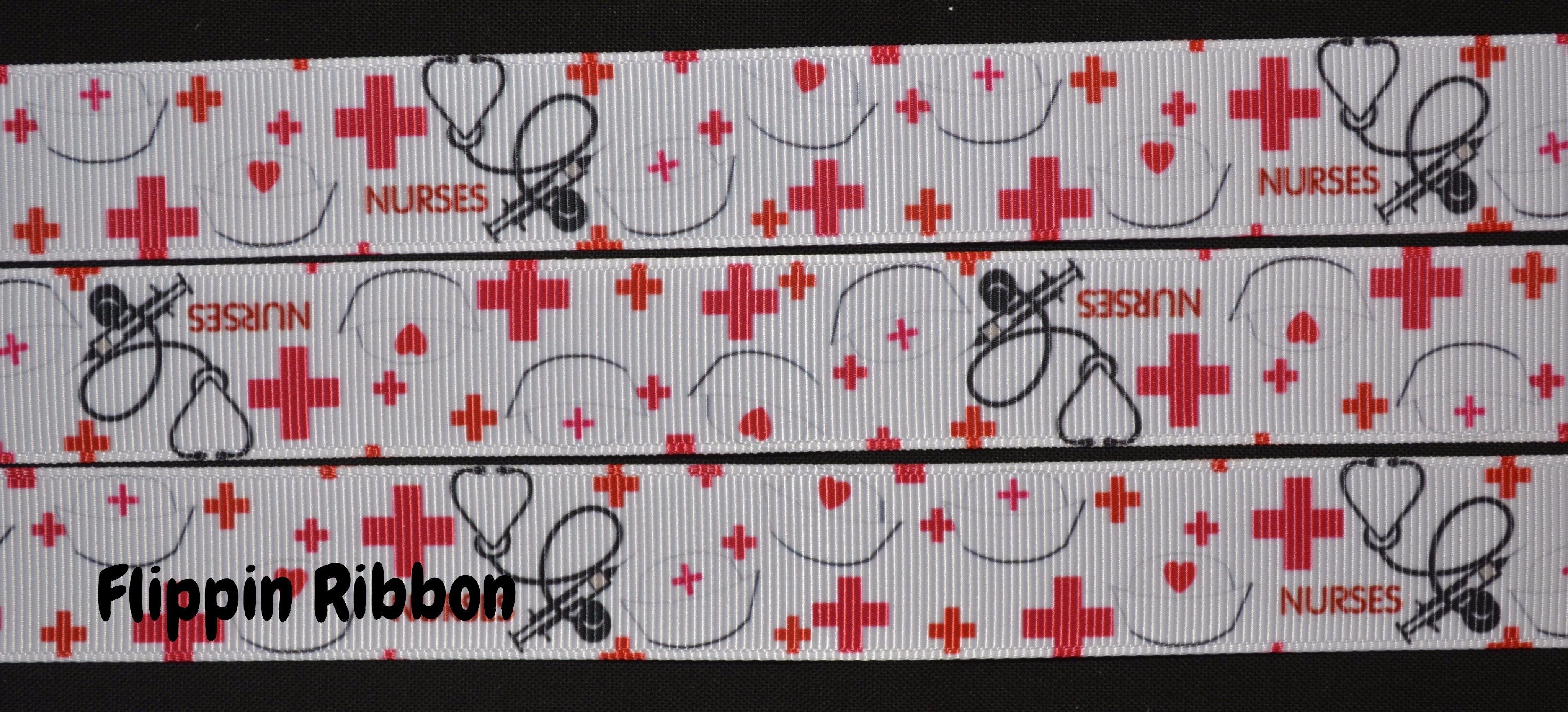 Nurses Ribbon - 7/8 inch Printed Grosgrain Ribbon – Flippin Ribbon Crafts