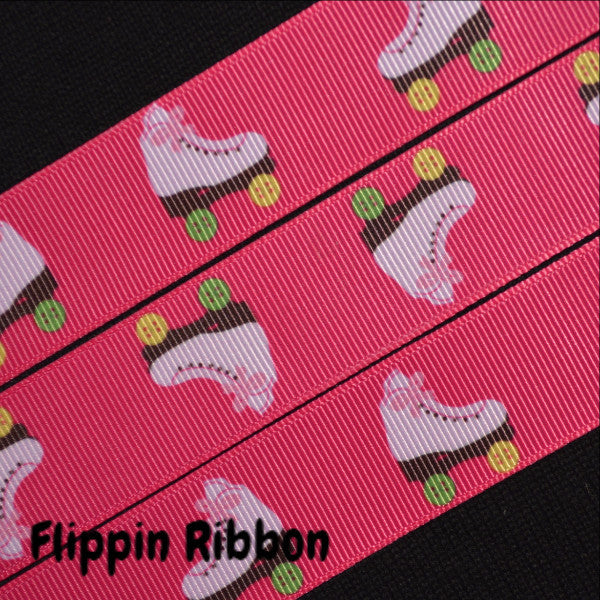 Roller Skate Ribbon - 1 inch Printed Grosgrain Ribbon – Flippin Ribbon ...