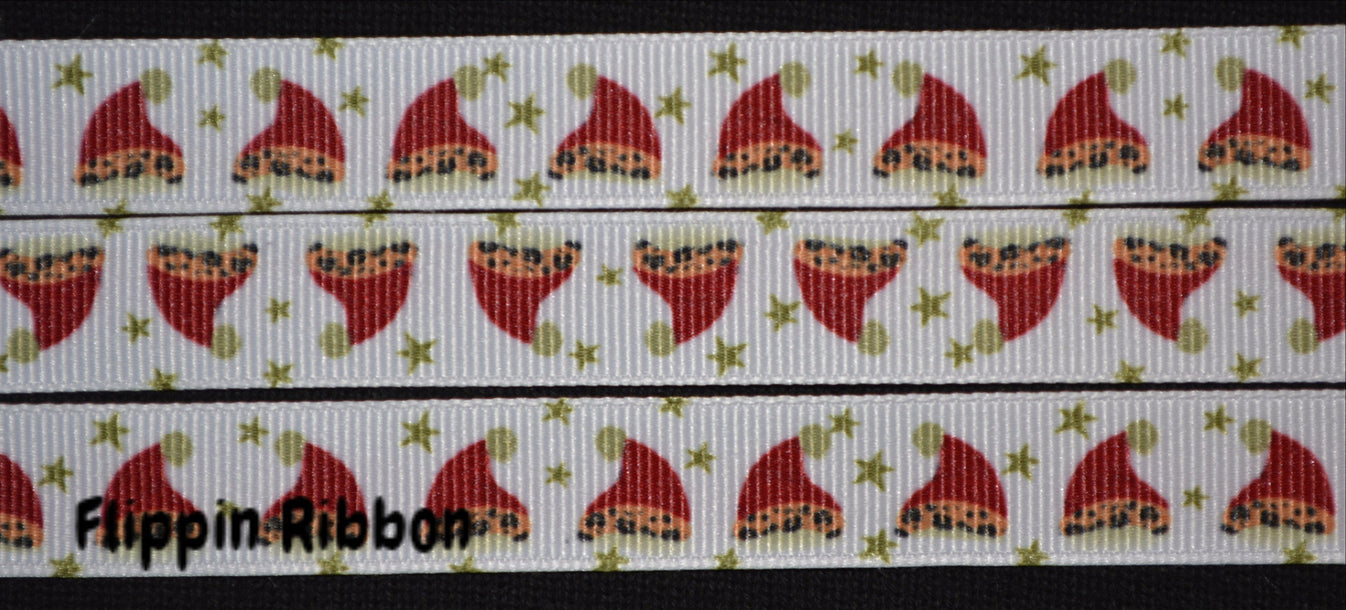 Santa Hat Ribbon - 5/8 inch Printed Grosgrain Ribbon – Flippin Ribbon ...