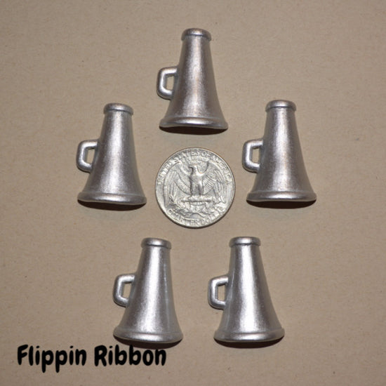 Silver Cheer Megaphone Resin - Flat Back Embellishment – Flippin Ribbon ...