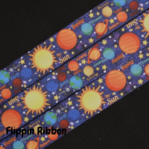 Solar System Ribbon - 7/8 inch Printed Grosgrain Ribbon – Flippin ...