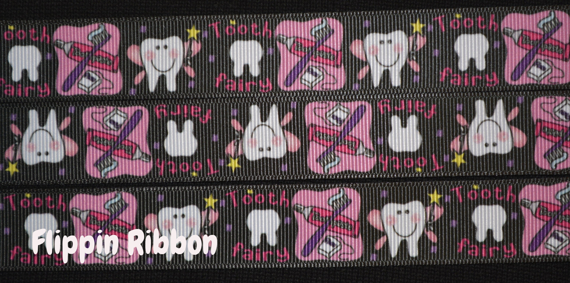 Tooth Fairy Ribbon - 7/8 inch Printed Grosgrain Ribbon – Flippin Ribbon ...