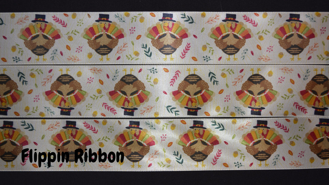 Thanksgiving Turkey Ribbon - 1 1/2 inch Printed Satin Ribbon – Flippin ...