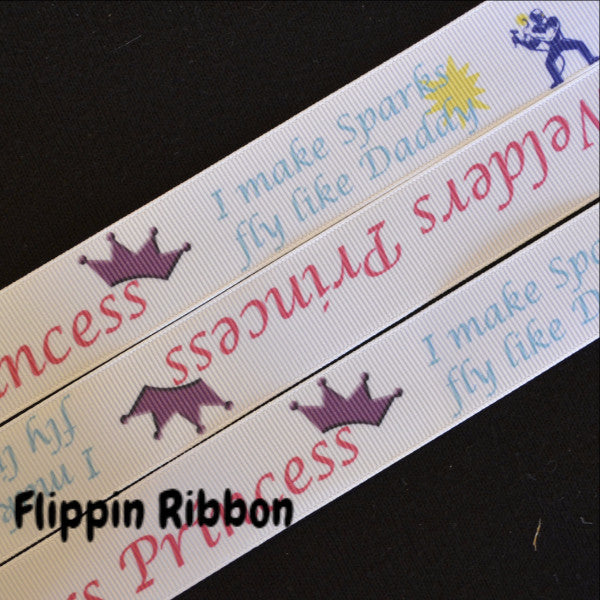 Welder's Princess Ribbon - 1 inch Printed Grosgrain Ribbon – Flippin ...