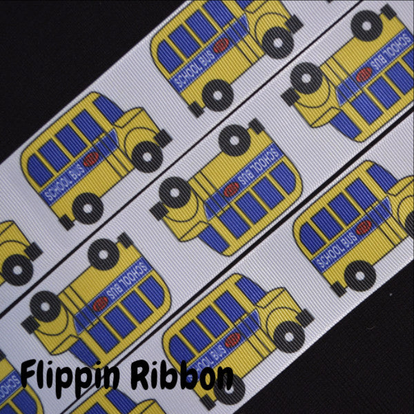 School Bus Ribbon - 1 1/2 inch Printed Grosgrain Ribbon – Flippin ...