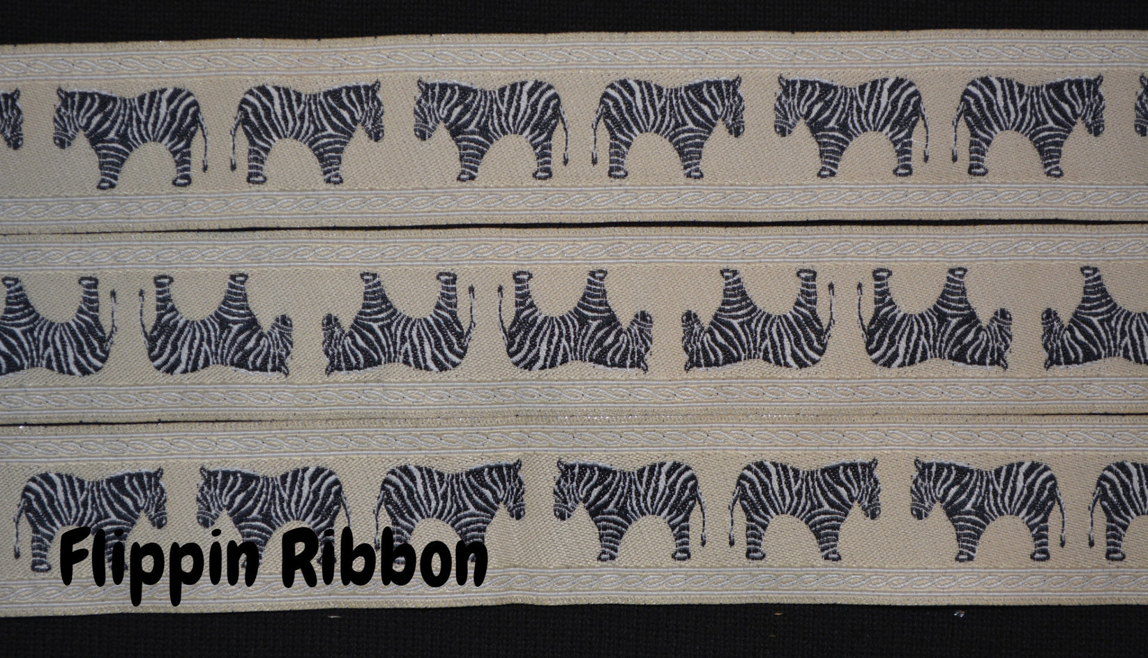 Zebra Ribbon - 1 1/4 inch Woven Jacquard Ribbon – Flippin Ribbon Crafts