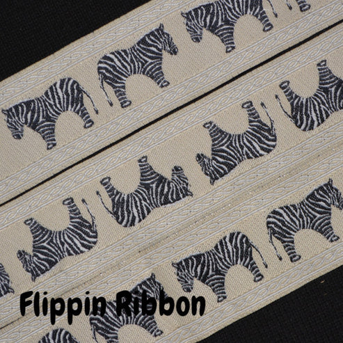 Zebra Ribbon - 1 1/4 inch Woven Jacquard Ribbon – Flippin Ribbon Crafts